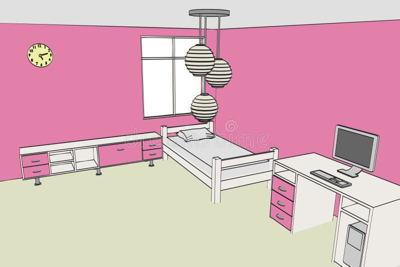 Image of girls room stock illustration. Illustration of pink - 35698509