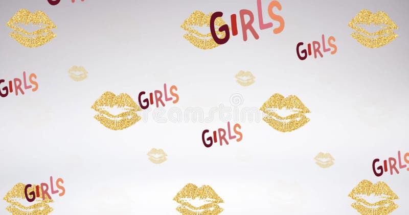 Image of Girls Text and Lips on White Background Stock Illustration ...