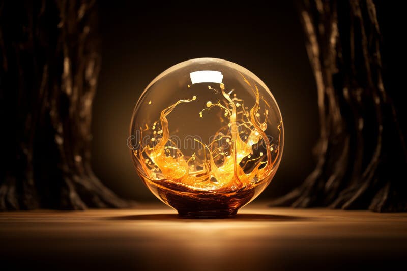 An Image of a Glass Ball with Fire Inside of it Stock Illustration ...
