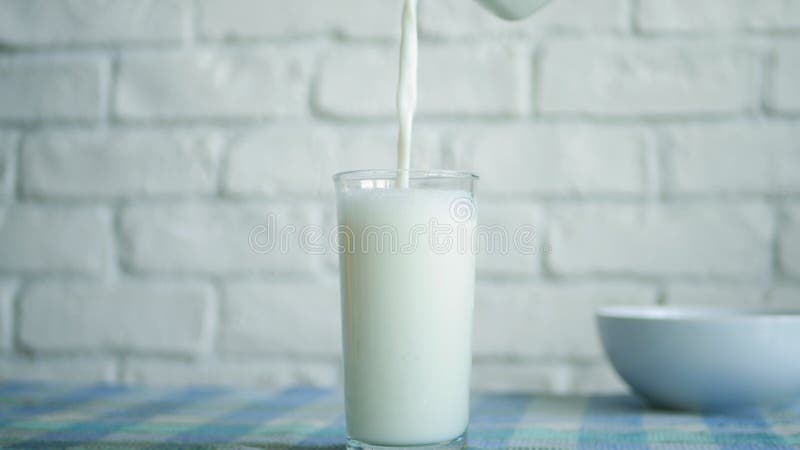 Image with a Glass with Fresh Milk at Breakfast in a Morning Stock ...