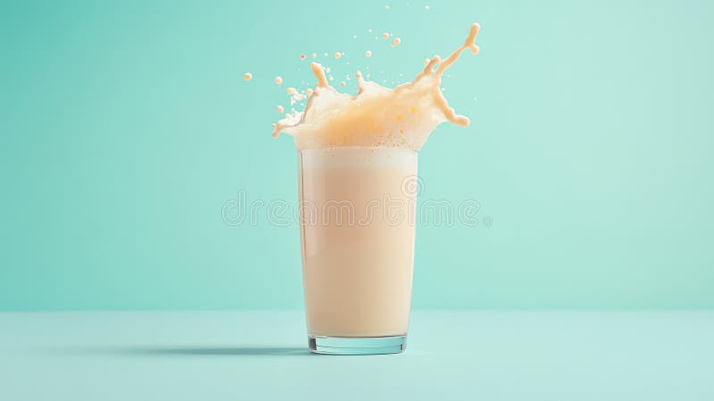 An Image of a Glass with a Small Milk Splash and a Calming Blue ...