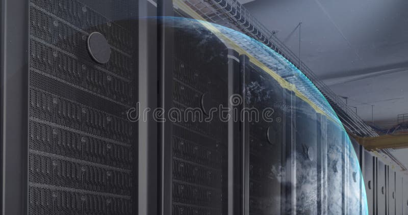 Image of a Globe Against Computer Server Room Stock Image - Image of ...