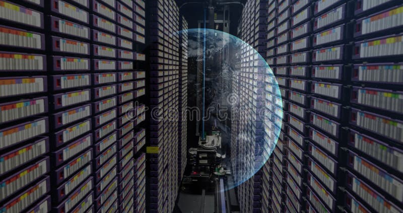 Image of a Globe Against Computer Server Room Stock Photo - Image of ...