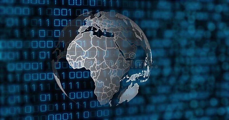 Image Of Globe And Binary Code On Black Background Stock Image Image Of Generated Internet