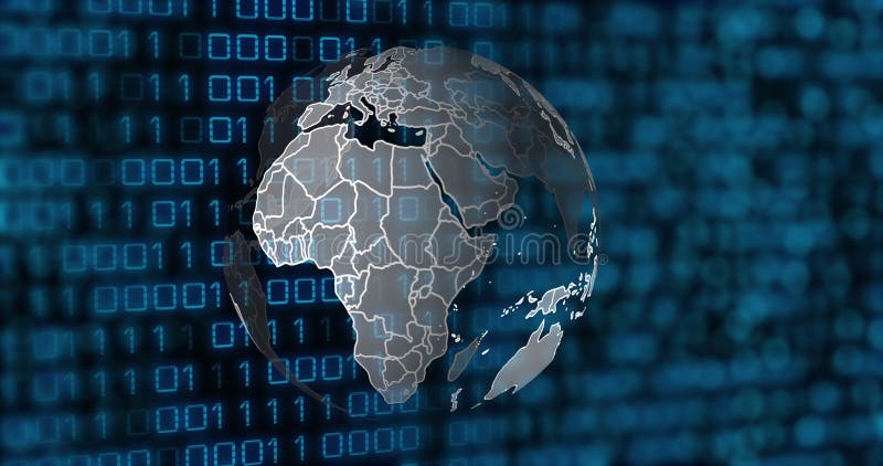 Image of Globe and Binary Code on Black Background Stock Image - Image of generated, data: 340167561