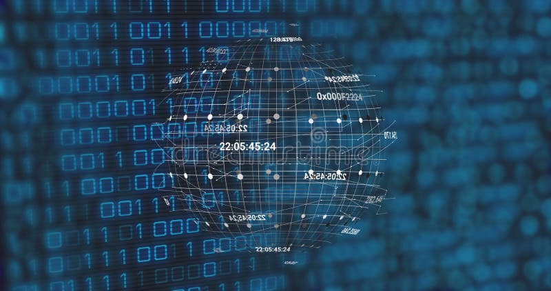 Image of Globe and Binary Code on Black Background Stock Photo - Image of computer, background ...