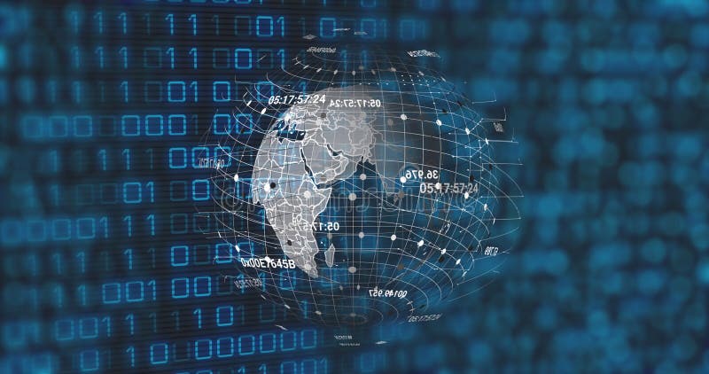 Image Of Globe And Binary Code On Black Background Stock Image Image Of Generated Connection