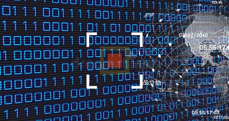 Image of Binary Coding and Globe on Black Background Stock Image - Image of people, information ...