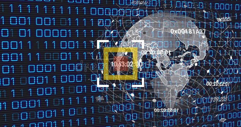 Image of Binary Coding and Globe on Black Background Stock Image - Image of people, information ...