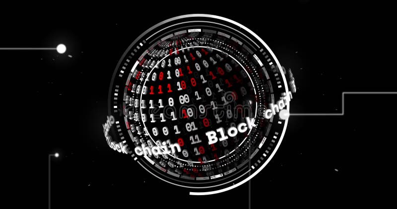 Image Of Globe With Binary Coding And Data Processing Over Black
