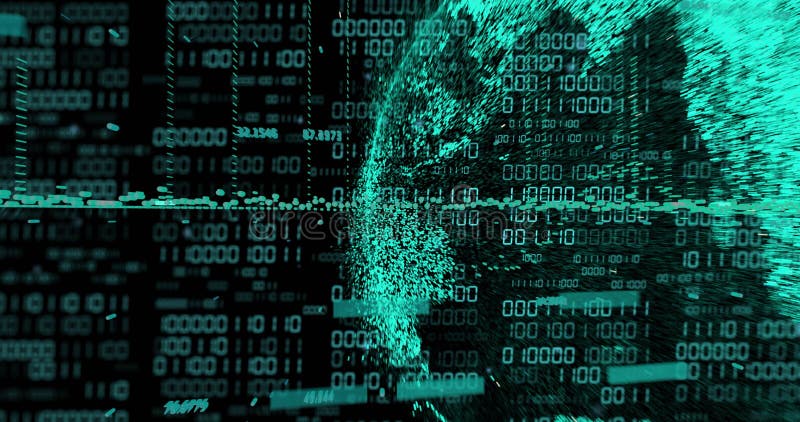Image Of Globe With Binary Coding And Data Processing Over Dark Background Stock Image Image
