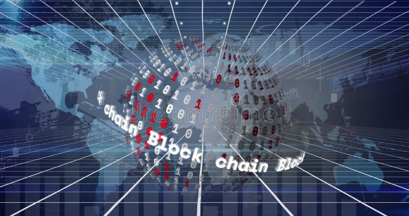 Image of Globe with Binary Coding, Network of Connections and Data Processing Stock Photo ...