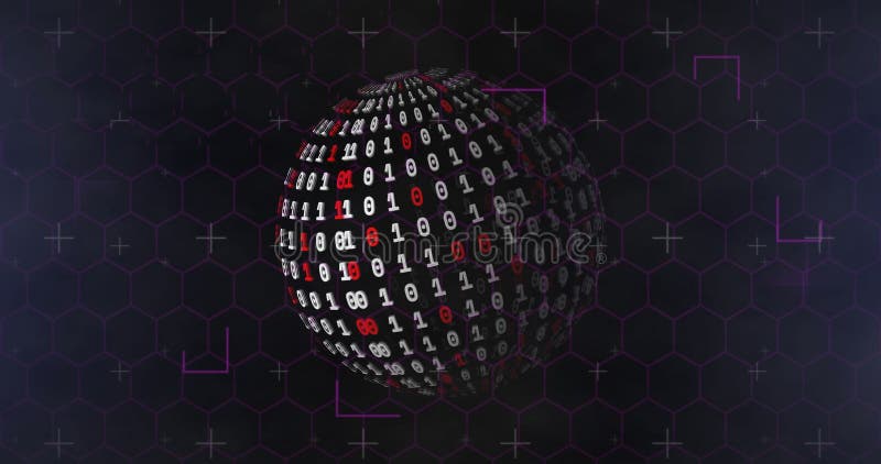 Image of Globe of Binary Coding Over Shapes Stock Illustration - Illustration of programming ...