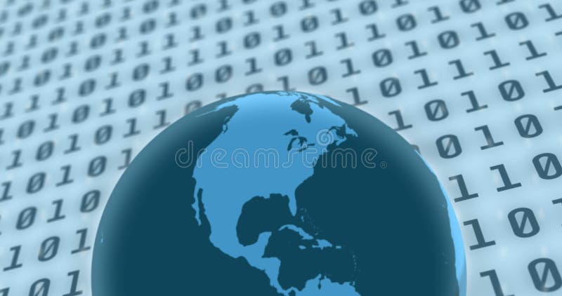 Image of Globe with Computer and Envelope Icons Over Binary Coding Stock Illustration ...