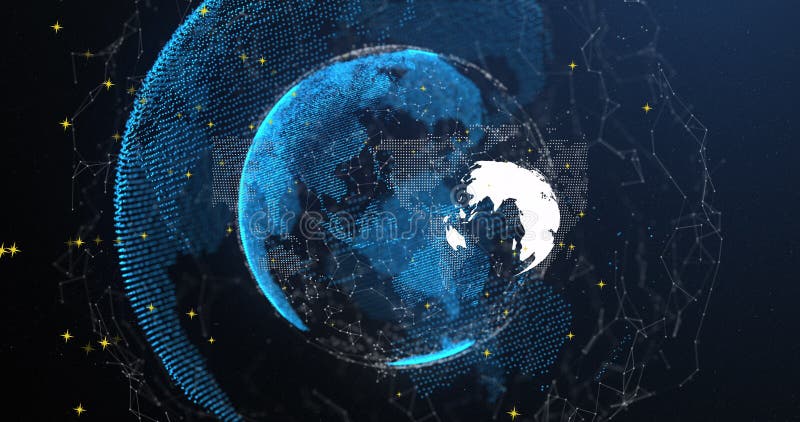 Image of Globe, Connections and Dots on Navy Background Stock ...