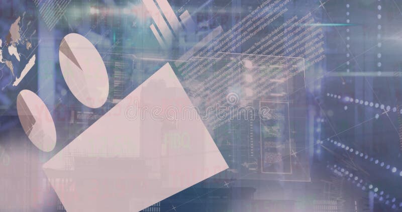 Image of Globe and Data Processing on Graphs and Charts Over Computer Server Room Stock Photo ...