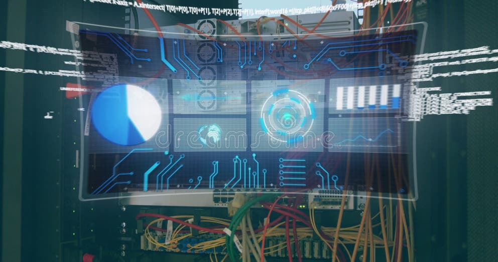 Image of Globe and Data Processing on Screen Over Computer Wires Stock Image - Image of ...