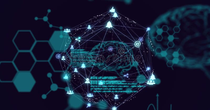 Image of Globe of Digital Icons Over Medical Data Processing Against ...