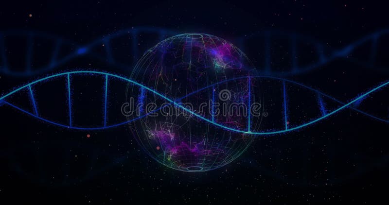 Image of Globe and Dna Strands Over Data Processing Stock Image - Image ...