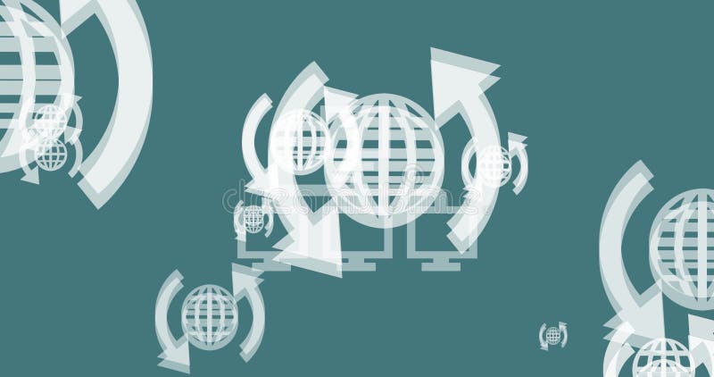Image of Globe Icons Over Computers Stock Illustration - Illustration ...