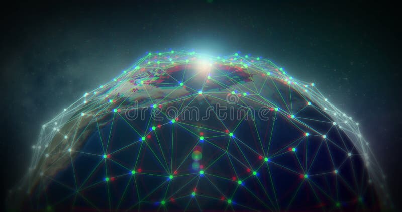 Image of Globe with Network of Connections Over Stars Stock ...