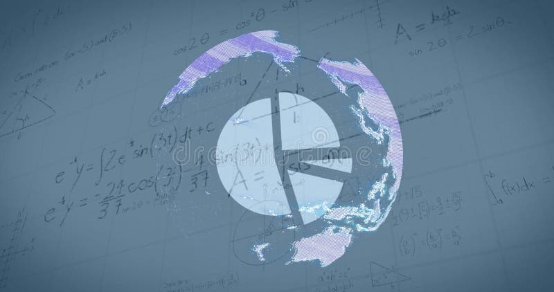 Image of Globe, Pie Chart and Math Formulas on Grey Background Stock ...