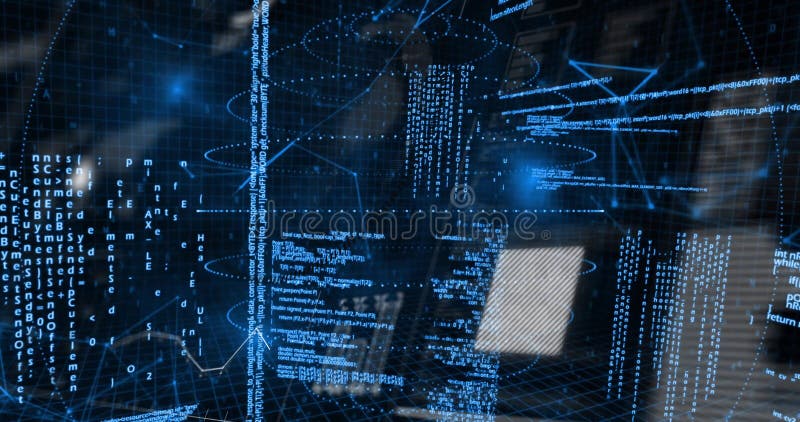 Image of Globe and World Map Over Data Processing on Black Background ...