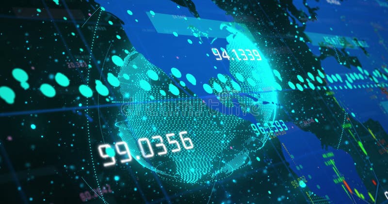 Image of Globe, World Map, Statistics and Data Processing Stock Image ...