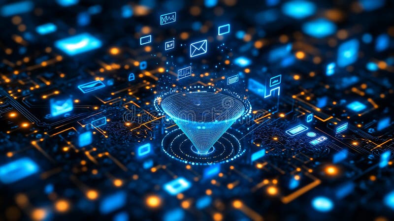 The Future Digital Data Funnel - Data Analytics Technology 2025 Stock ...