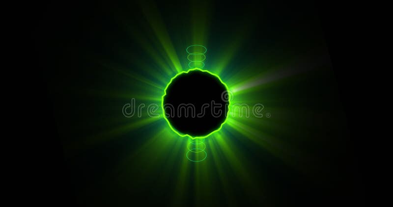Image of Glowing Green Circle Eclipse Over Black Background Stock ...