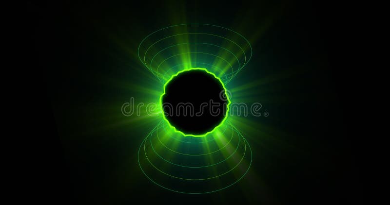 Image of Glowing Green Circle Eclipse Over Black Background Stock ...
