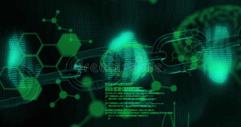 Image of Glowing Green Research Data and Information Processing on ...