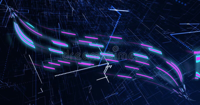 Image of Glowing Light Trails of Data Transfer Moving in Fast Motion ...