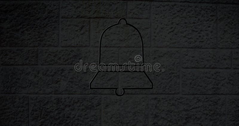 Image of Glowing Neon Bell Icon on Brick Wall Stock Illustration ...