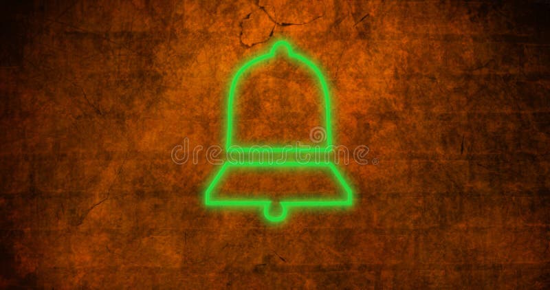 Image of Glowing Neon Bell Icon on Brick Wall Stock Illustration ...