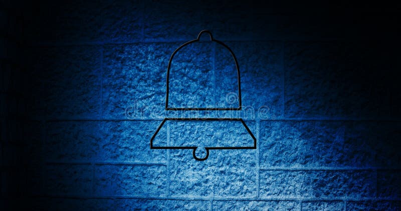 Image of Glowing Neon Bell Icon on Brick Wall Stock Illustration ...