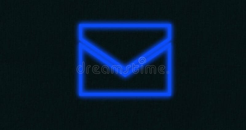 Image of Glowing Neon Envelope Icon on Black Background Stock ...