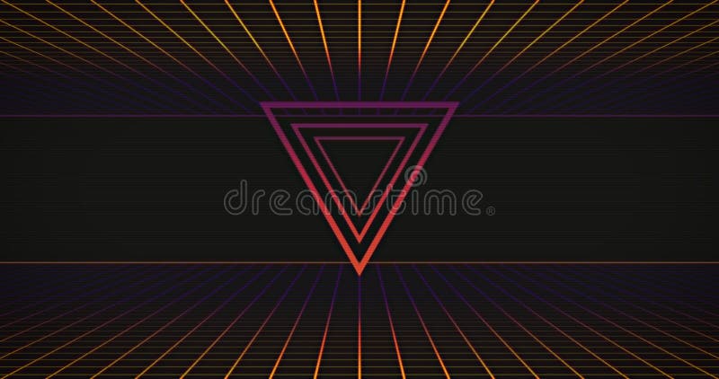 Image of Glowing Neon Pink Triangles and Grid Flickering on Seamless ...