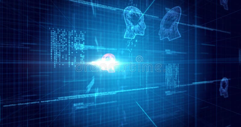 Image of Glowing Orange Human Head Over Blue Processor Socket Stock ...