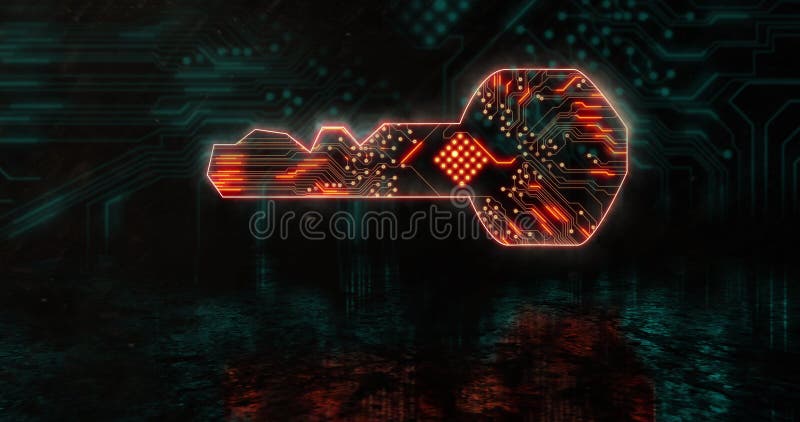 Image of Glowing Orange Key Over Blue Processor Socket Stock ...