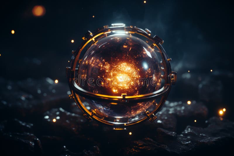 An Image of a Glowing Orb in a Dark Room Stock Illustration ...