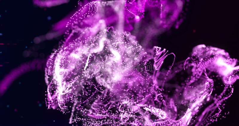 Image of Glowing Pink Particle Waves and Red and Blue Flashes Moving on ...