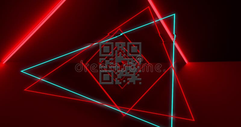 Image of Glowing Qr Code Over Neon Geometric Shapes Stock Illustration ...