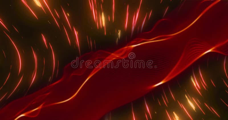 Image of Glowing Red Light Trails Over Undulating Red Smoke on Black ...