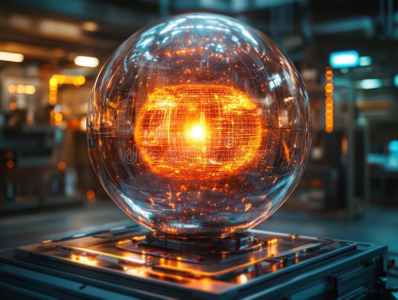 Image of a Glowing, Spherical Object with an Intricate Geometric Inner ...