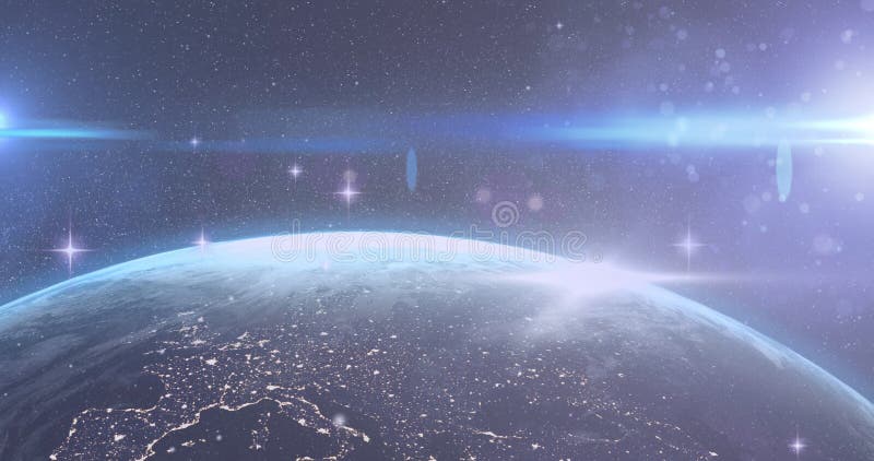 Image of Glowing Spots of Light Over Earth Seen from Space Stock Photo ...