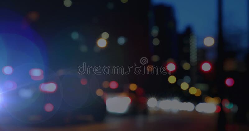 Image of Glowing Spots of Light Over Out of Focus City Background Stock ...