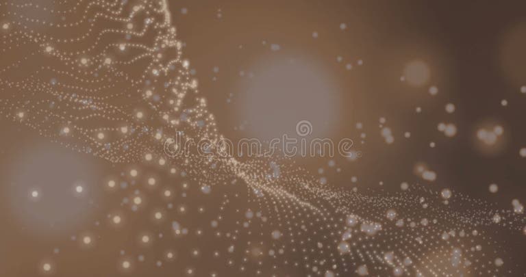 Image of Glowing White Particle Network Wave and Bokeh Light Spots on ...
