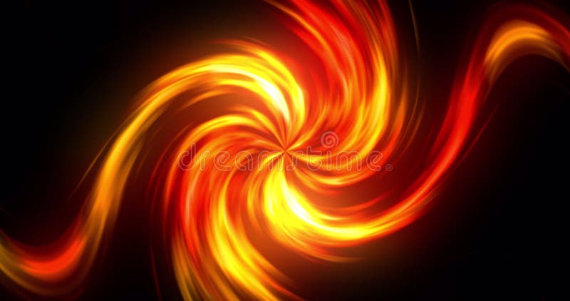 Image of Glowing Yellow and Orange Spiral of Light Rotating on Black ...