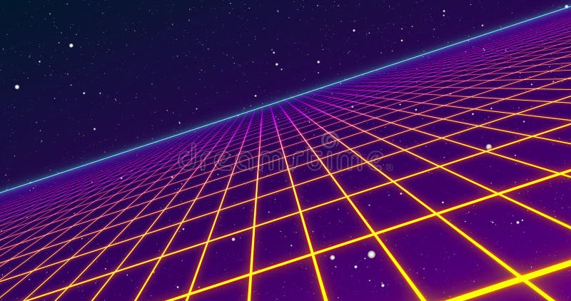 Image of Glowing Yellow To Pink Grid Moving in Space on Seamless Loop ...